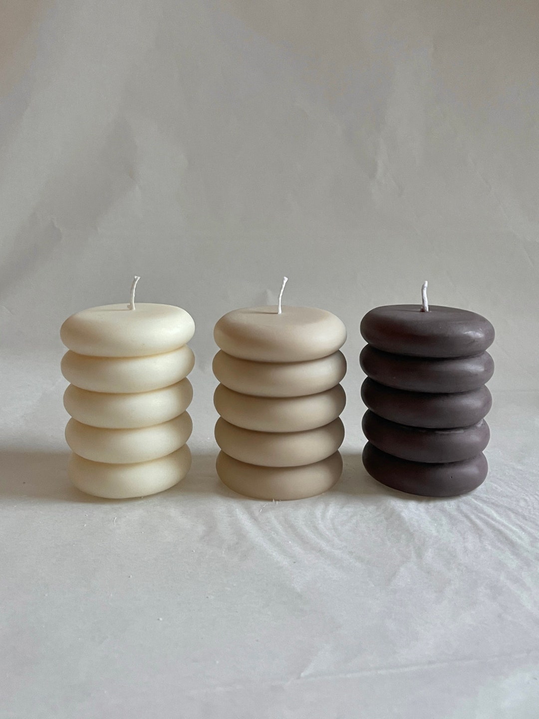 BAGEL Candle VEGAN Donut Slice Ripple Decoration Handmade Round Candle ...