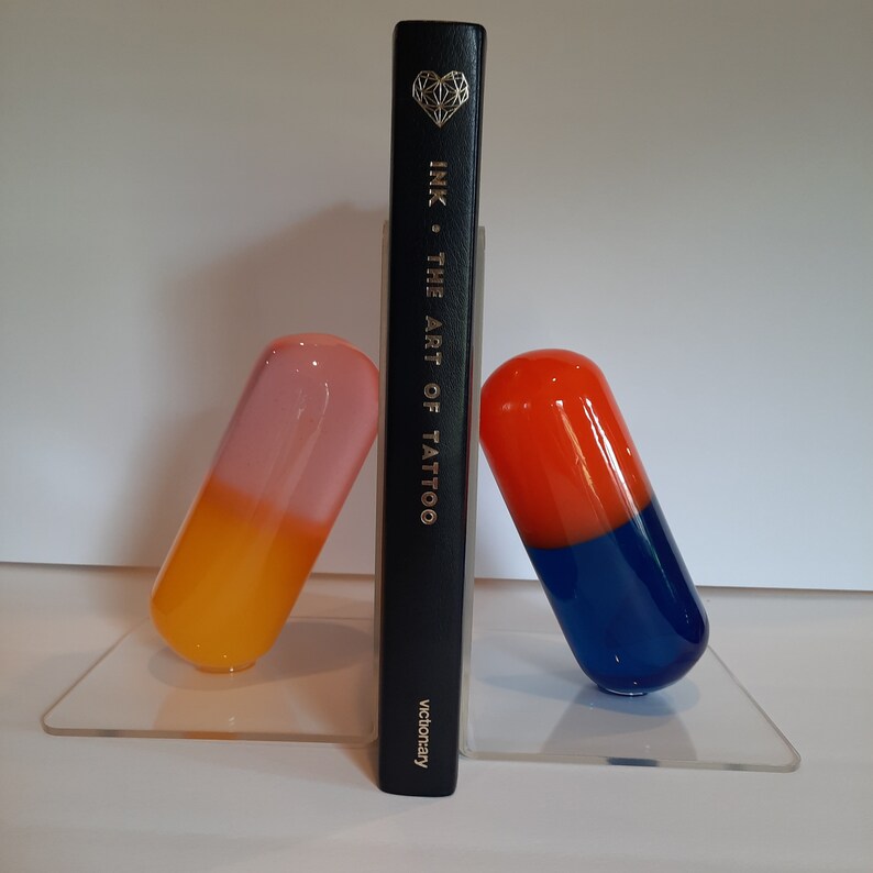 Pop-art Resin Pill Bookends Custom Pill Pharmacy Handmade Art Capsule ...