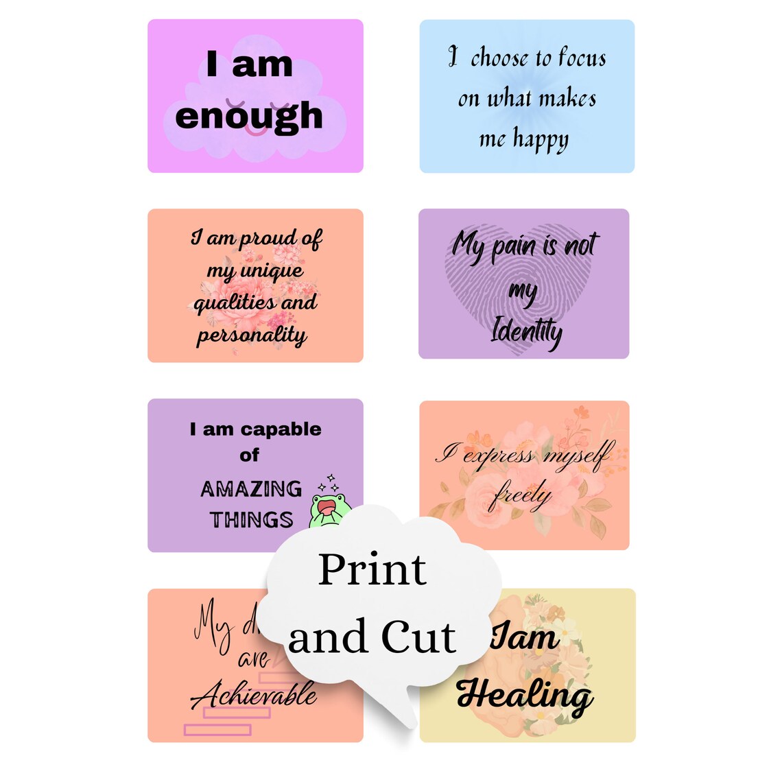Affirmation Card Printable, Cards Deck, Anxiety Relief Cards, Vision ...