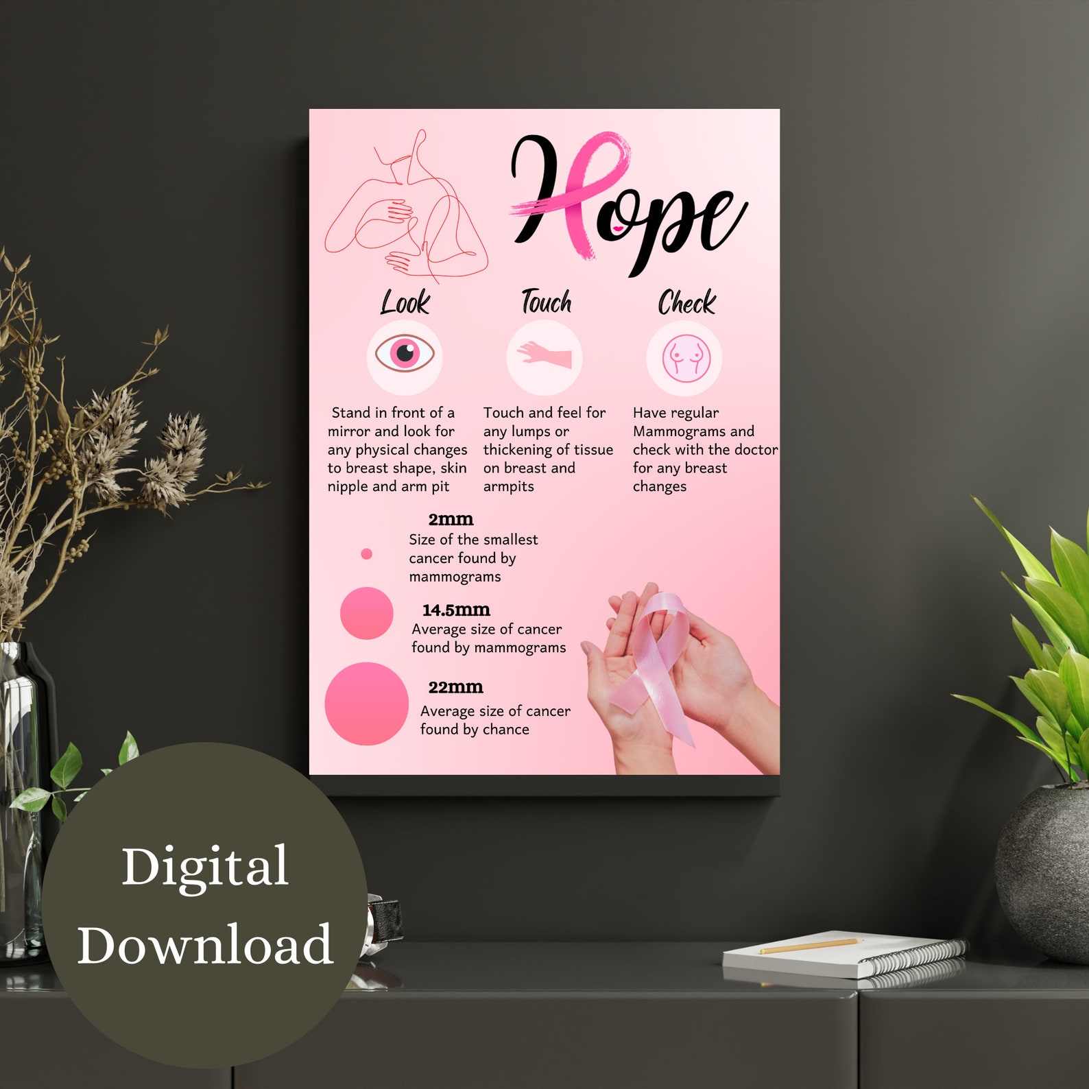 Breast Cancer Awareness Poster Digital Download, Breast Cancer Sign ...