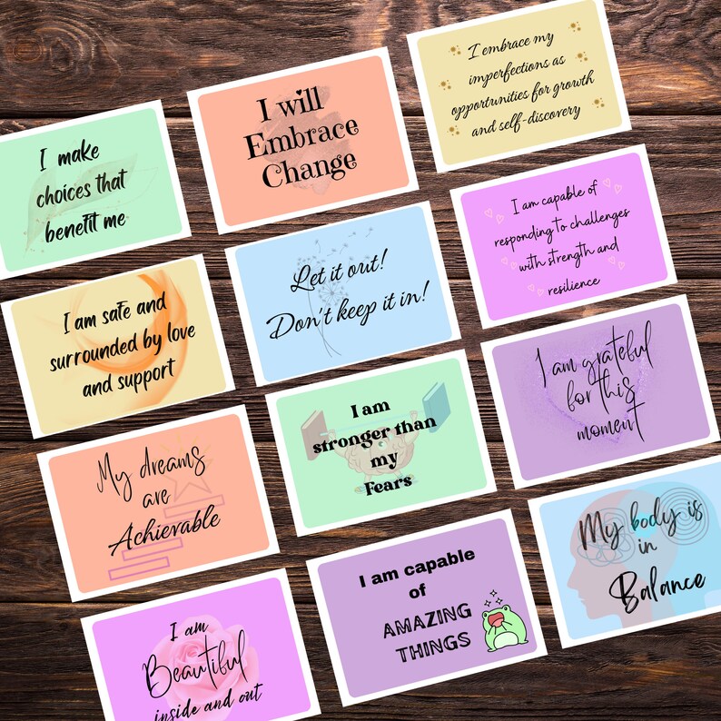 Affirmation Card Printable, Cards Deck, Anxiety Relief Cards, Vision ...