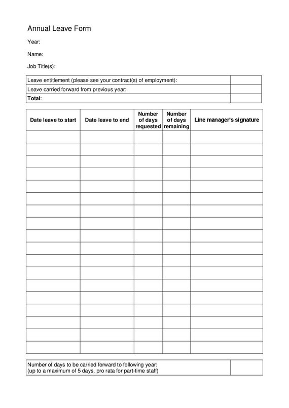 Annual Leave Form Printable Microsoft Word A4 Etsy