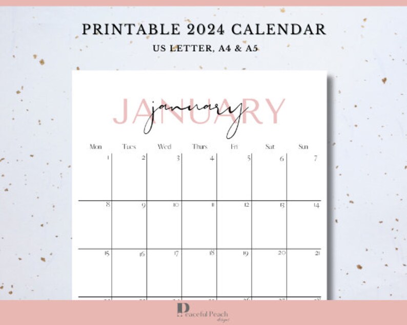 2024 Calendar | Monthly Calendar | Productivity Planner | Bullet ...