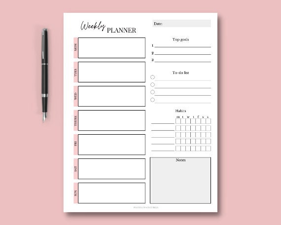 Weekly Planner to Do List Habit Tracker Printable Planner Instant ...