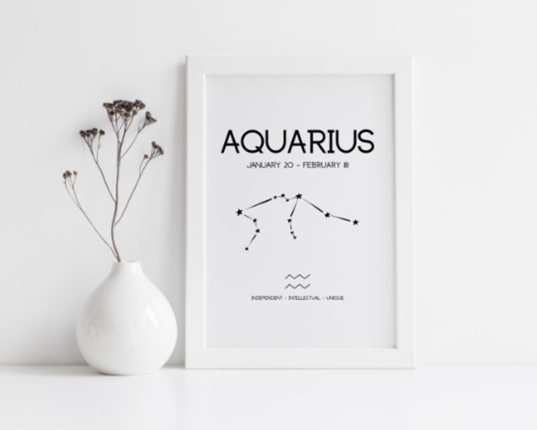 Aquarius Wall Print | Zodiac Sign | Horoscope Gift | Star Sign ...