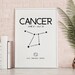 Cancer Wall Print | Zodiac Sign | Horoscope Gift | Star Sign ...