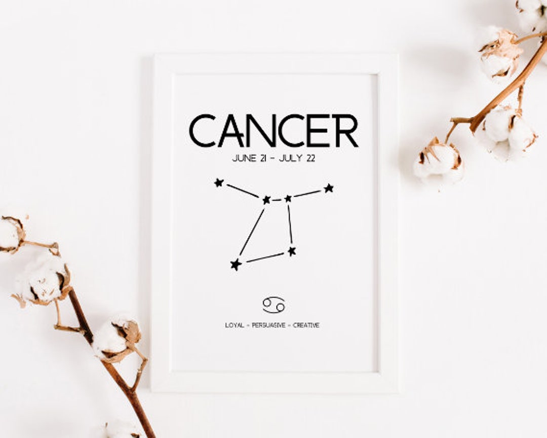 Cancer Wall Print | Zodiac Sign | Horoscope Gift | Star Sign ...