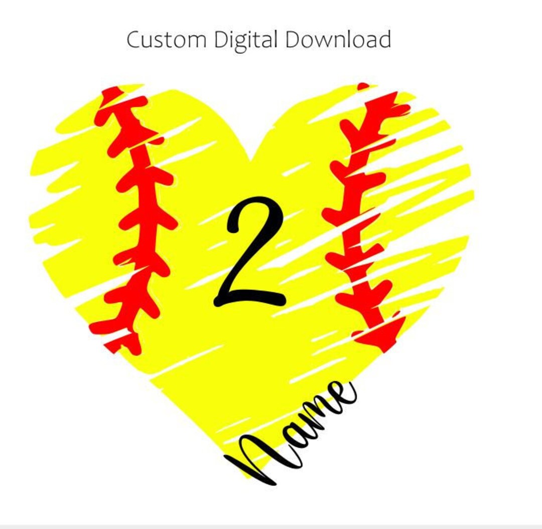 Custom Softball Heart, Distressed Softball Heart, Digital Download ...