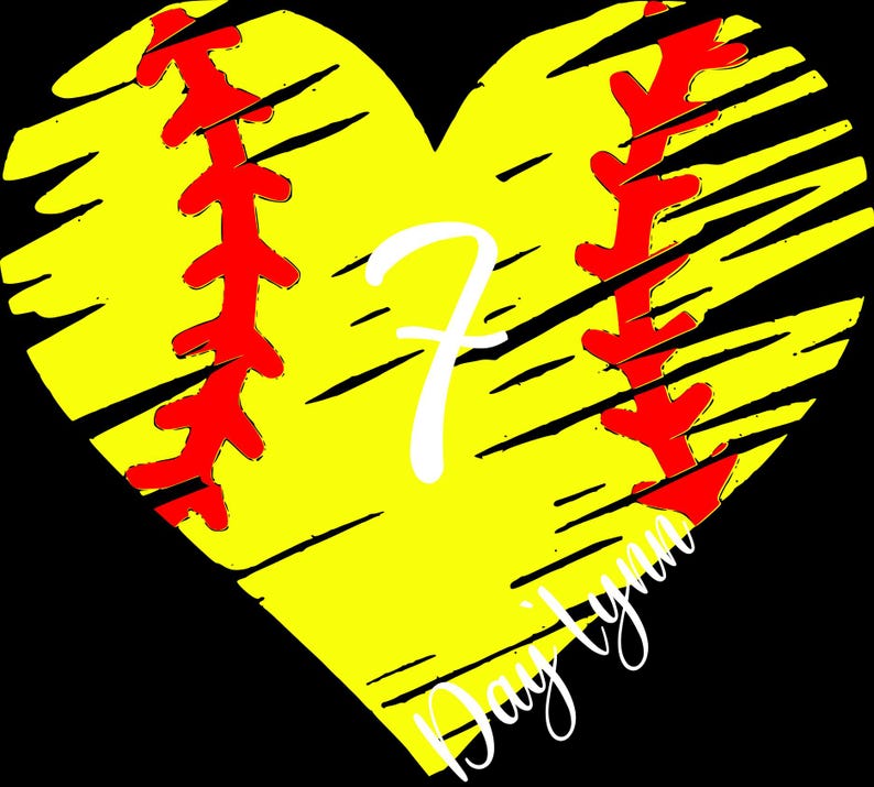 Custom Softball Heart PNG: Distressed Name & Number (digital Download ...