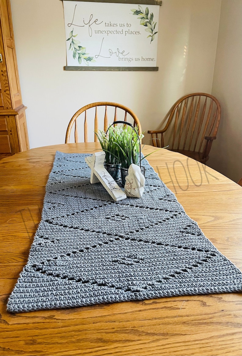 PATTERN Diamond Boho Table Runner, Table Runner, Crochet Pattern, Crochet Table Cloth, Crochet ...