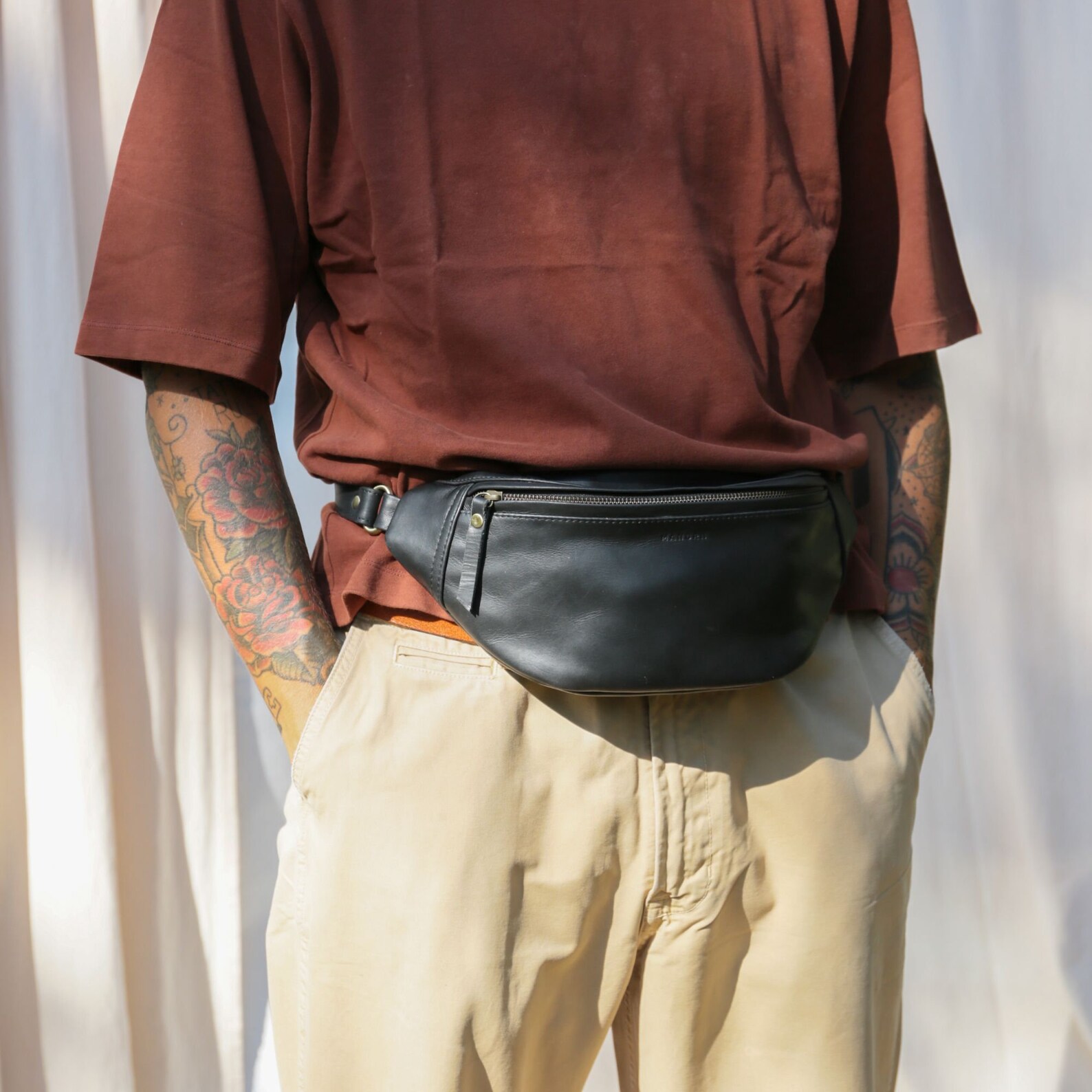 Black Genuine Leather Fanny Pack Leather Crossbody Bag Hip - Etsy