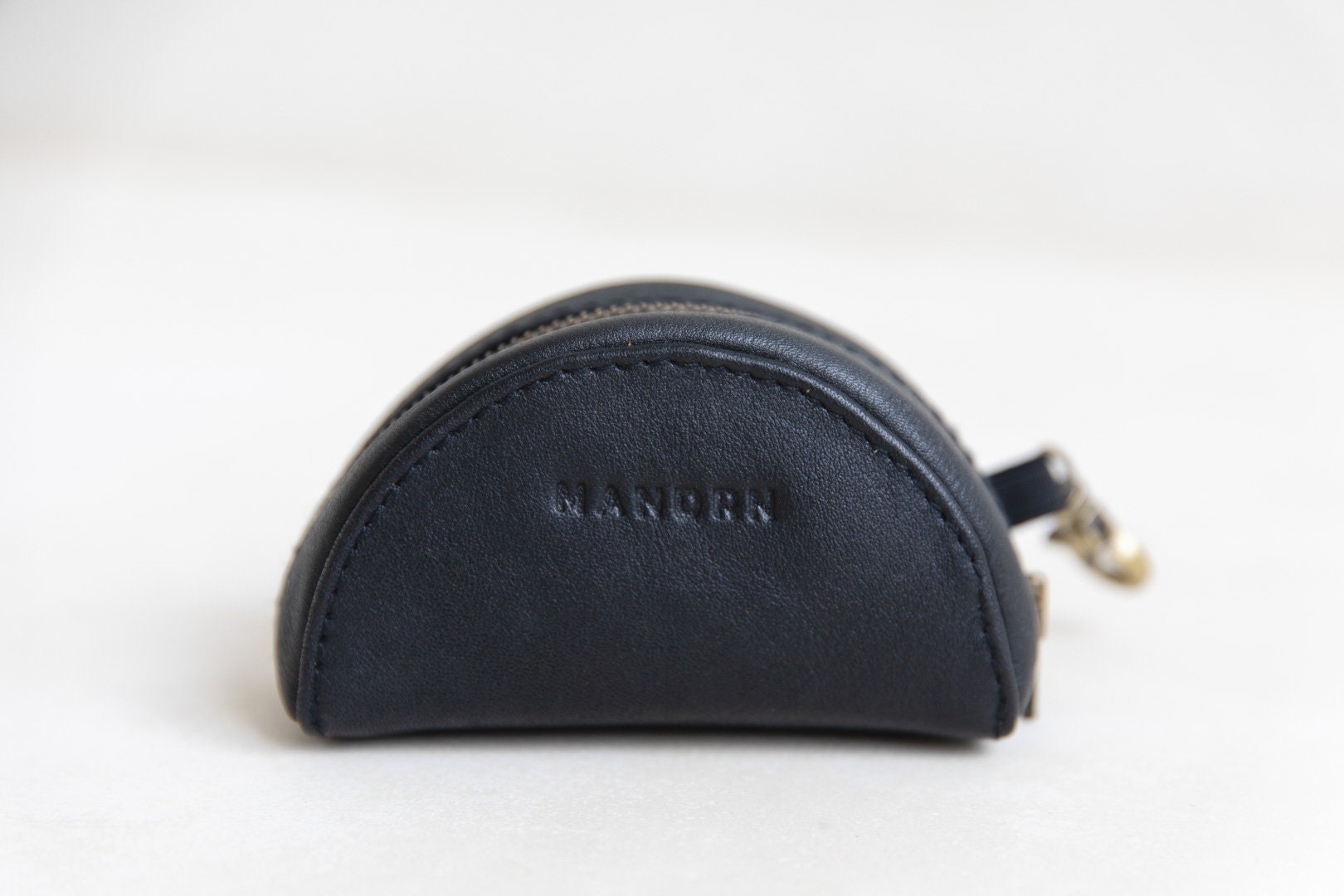 Black Genuine Leather Minimalist Pouch Half-moon Shaped - Etsy