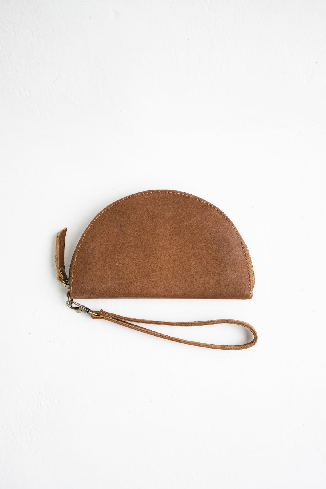 Genuine Leather Minimalist Wallet Half Moon Shape Wallet - Etsy