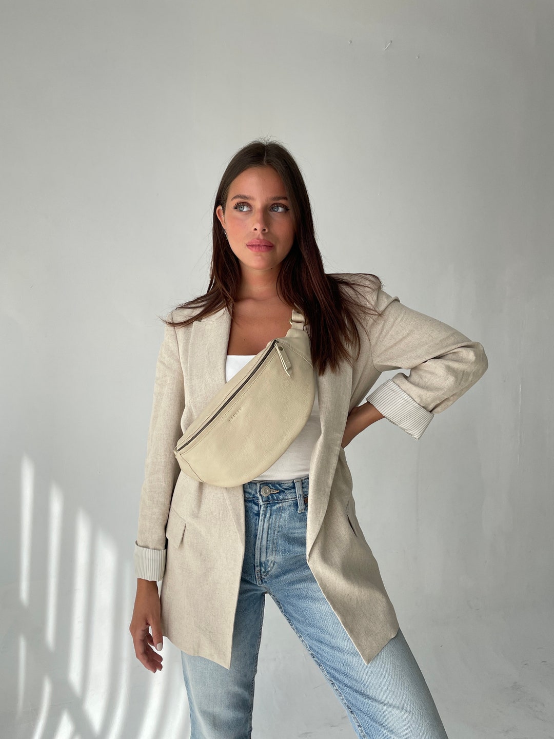 Bone Genuine Leather Fanny Pack, Leather Crossbody, Hip Bag, Waist Pack ...