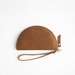 Tan Leather Half Moon Wallet – Minimalist Zip Coin Purse, Card Holder ...