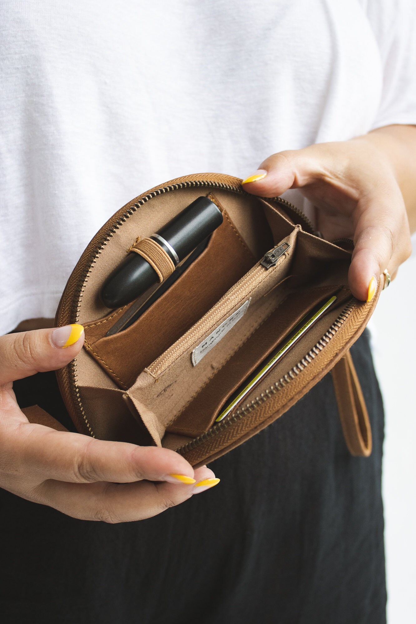 Genuine Leather Minimalist Wallet, Half Moon Shape Wallet, Leather ...