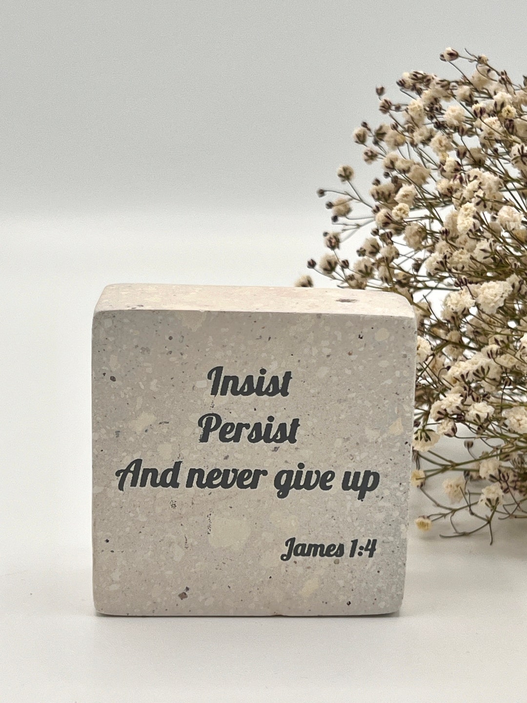 Scripture Stone 2 by 2 Hand-carved Soapstone. Insist, Persist and Never ...