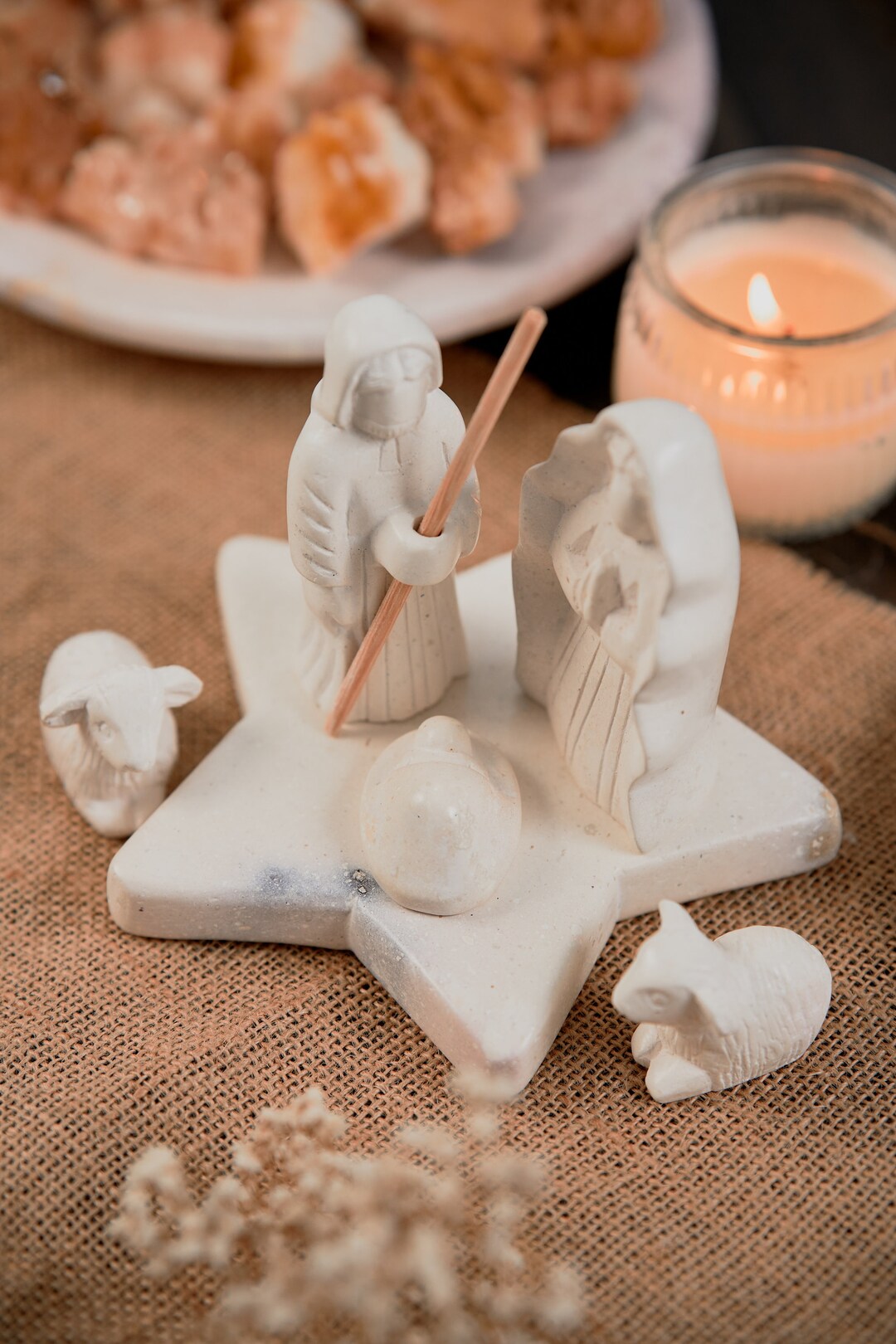 Hand-carved star Nativity 6 Piece Set Carved in Star Base.. Hand Made ...