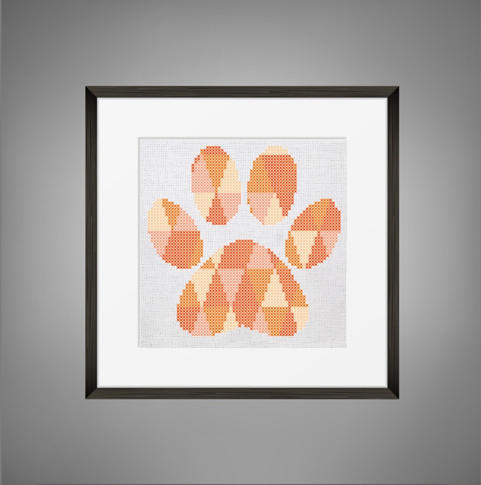 Geometric Paw Print Cross Stitch Pattern Orange Digital - Etsy