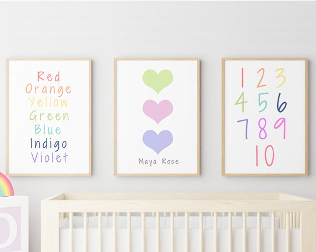 FINE ART PRINT Set of 3 Hearts Numbers Poster Printable Wall - Etsy