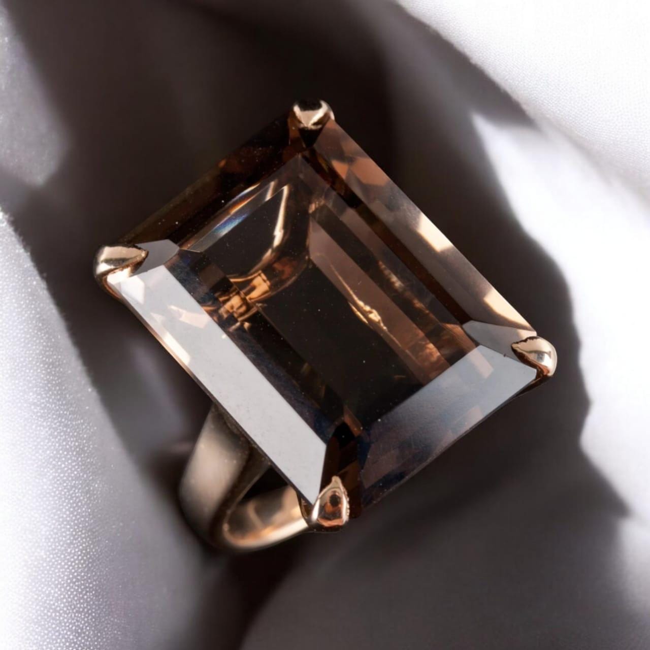 Large Smoky Quartz Octagon Ring, Solid Silver Anniversary Ring - Etsy