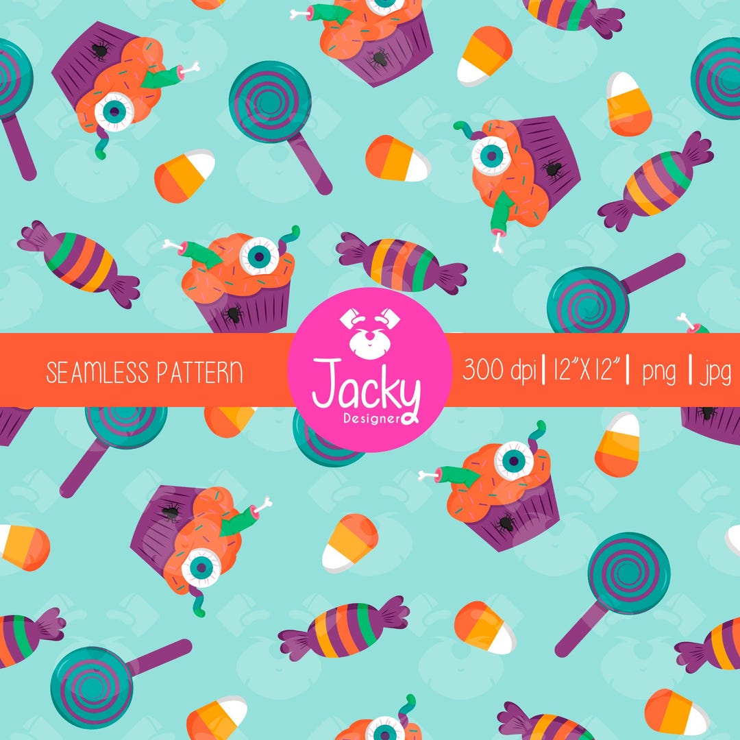 Seamless Halloween Candy Pattern | Halloween Candy Digital Paper ...