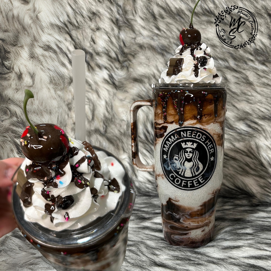 Chocolate Mocha Tumbler Mama Needs Her Coffee With 3d Realistic Cherry ...