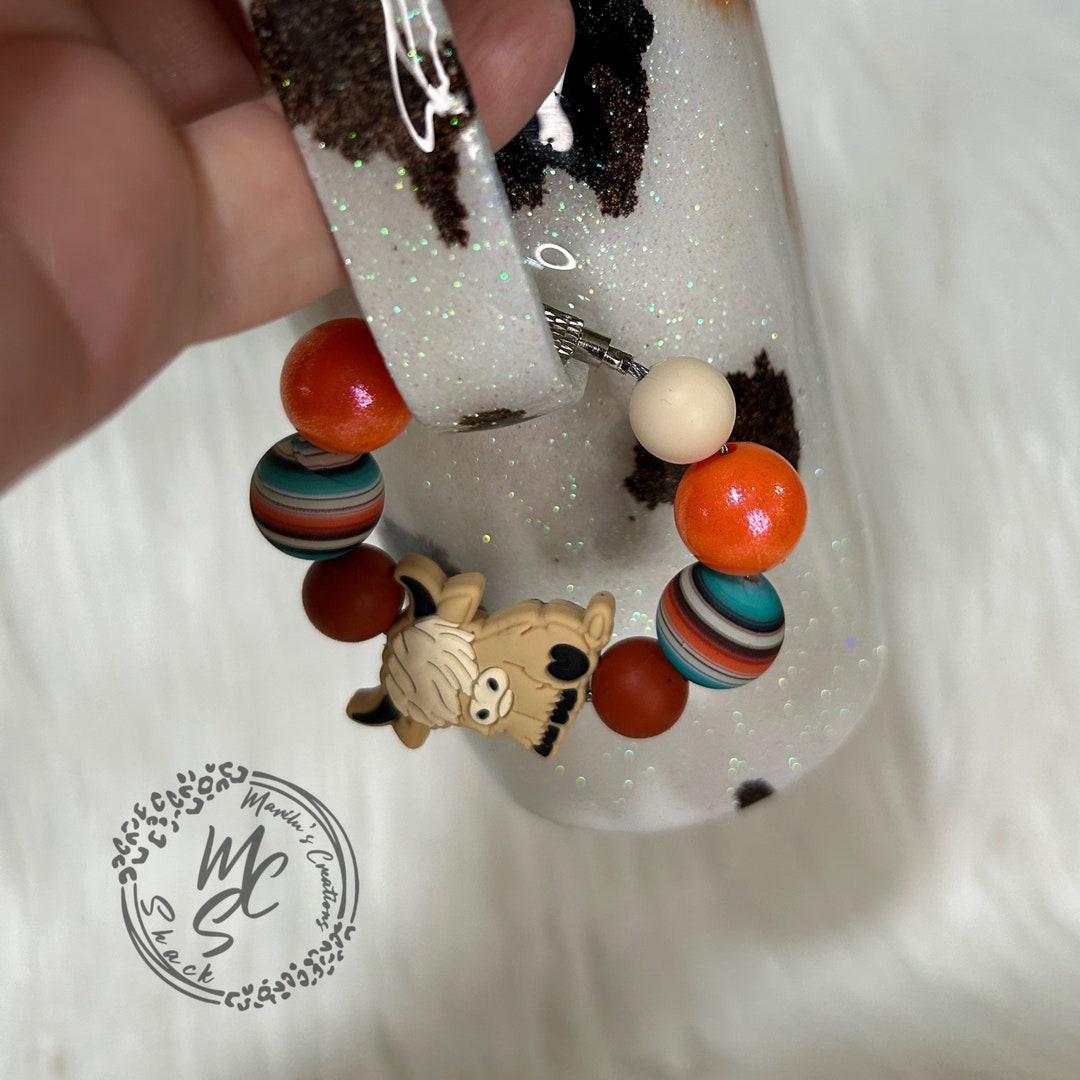 Stanley Cup Charm, Highland Cattle Cow Tumbler Handle Beads Charm, Silicone Beads Charm for ...