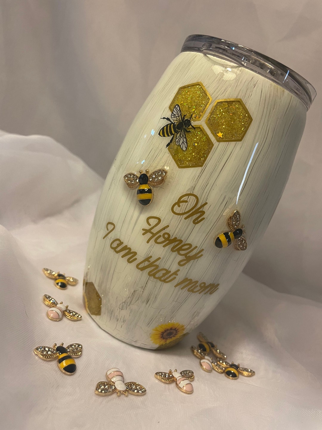 Bee Tumbler With 3D Bees Embellishment and Sunflowers (choose Your Cup ...