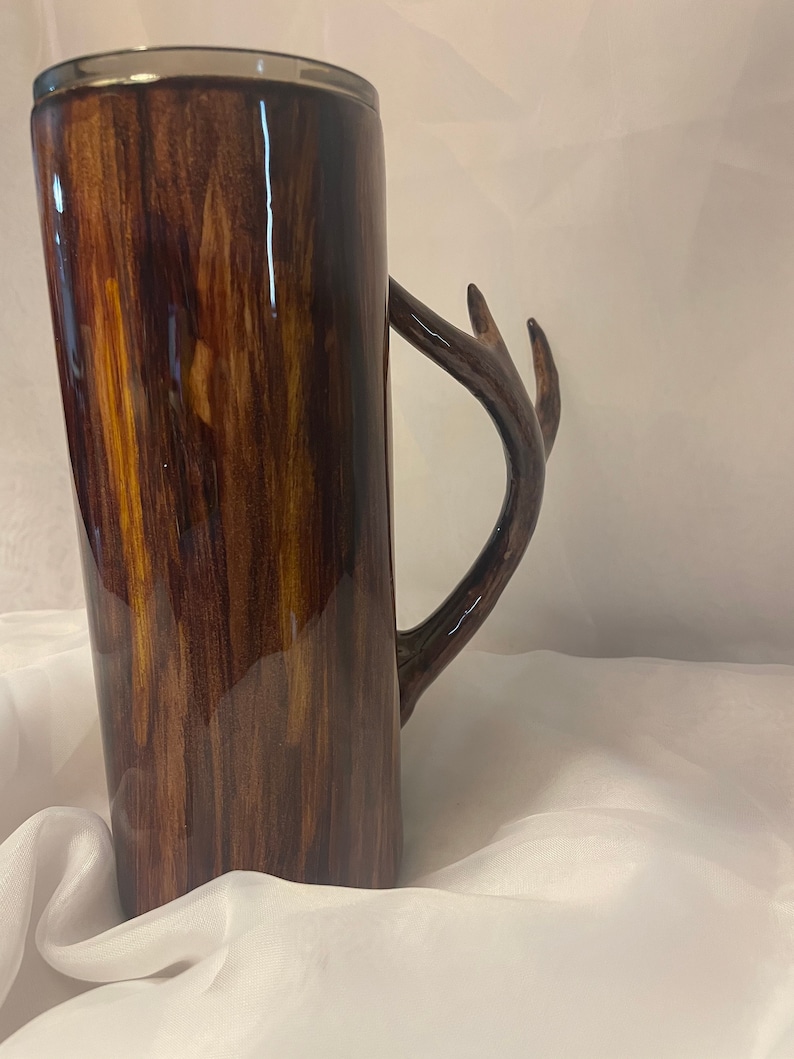 Deer Antler Handle Tumbler: USA Flag Hunting Cup, 20oz Stainless Steel ...