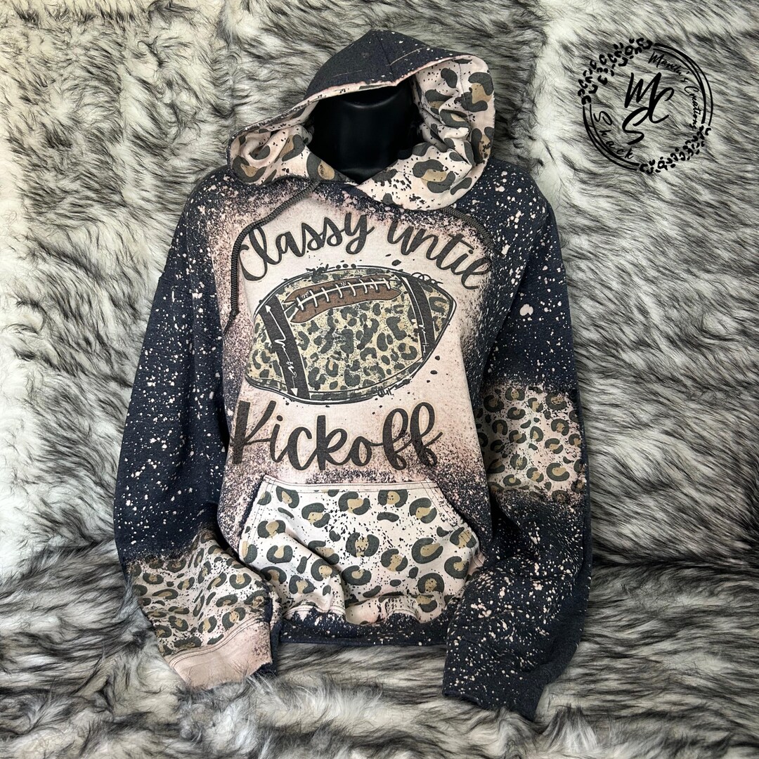 Bleached Leopard Print Football Hoodie: Classy Until Kickoff - Etsy