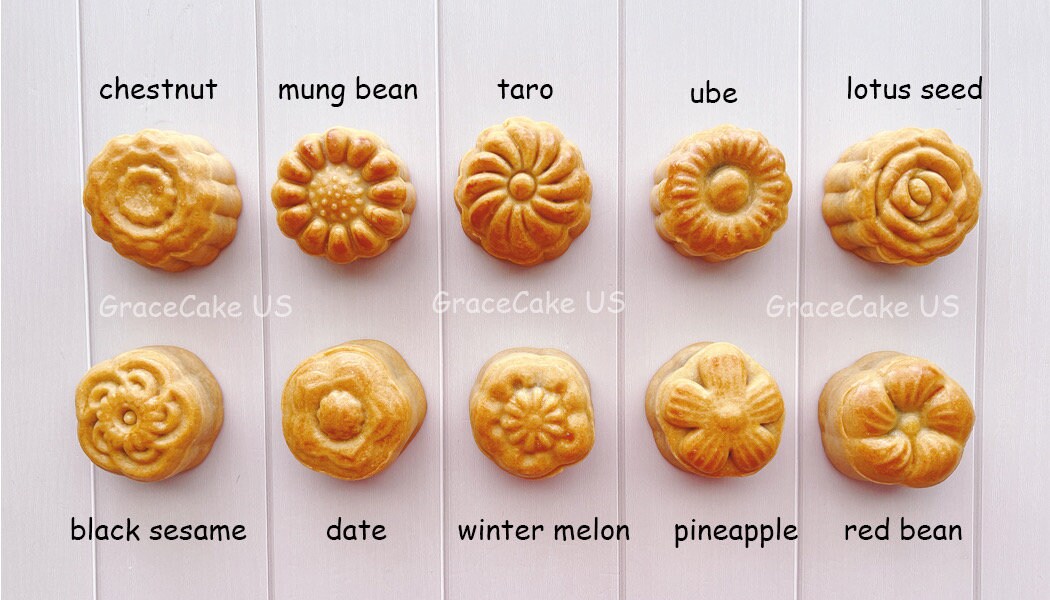 Sampler Box, 8pc Assortment, 4pc Asian Pastries & 4pc Mooncakes, Mid ...