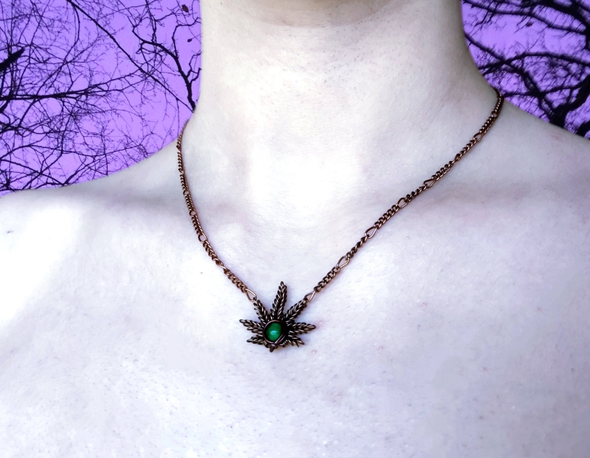 Wire Wrapped Cannabis Leaf Set With Tigers Eye Crystal Beads - Etsy