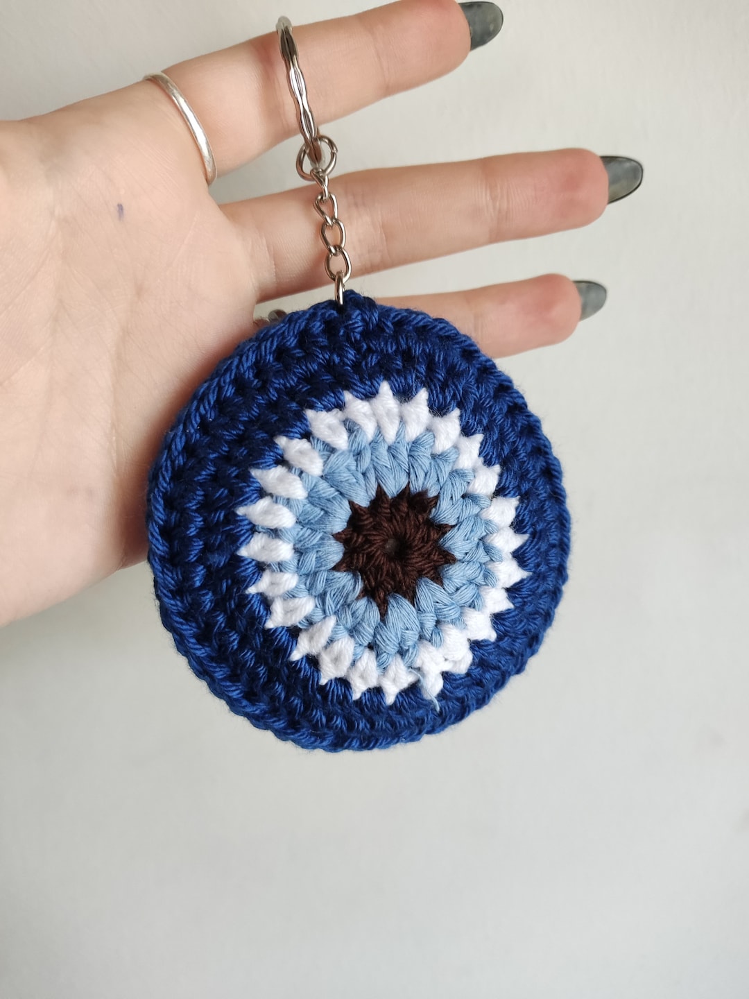 Evil Eye Crochet Keychain Indie Accessories Handmade by Okeanos ...