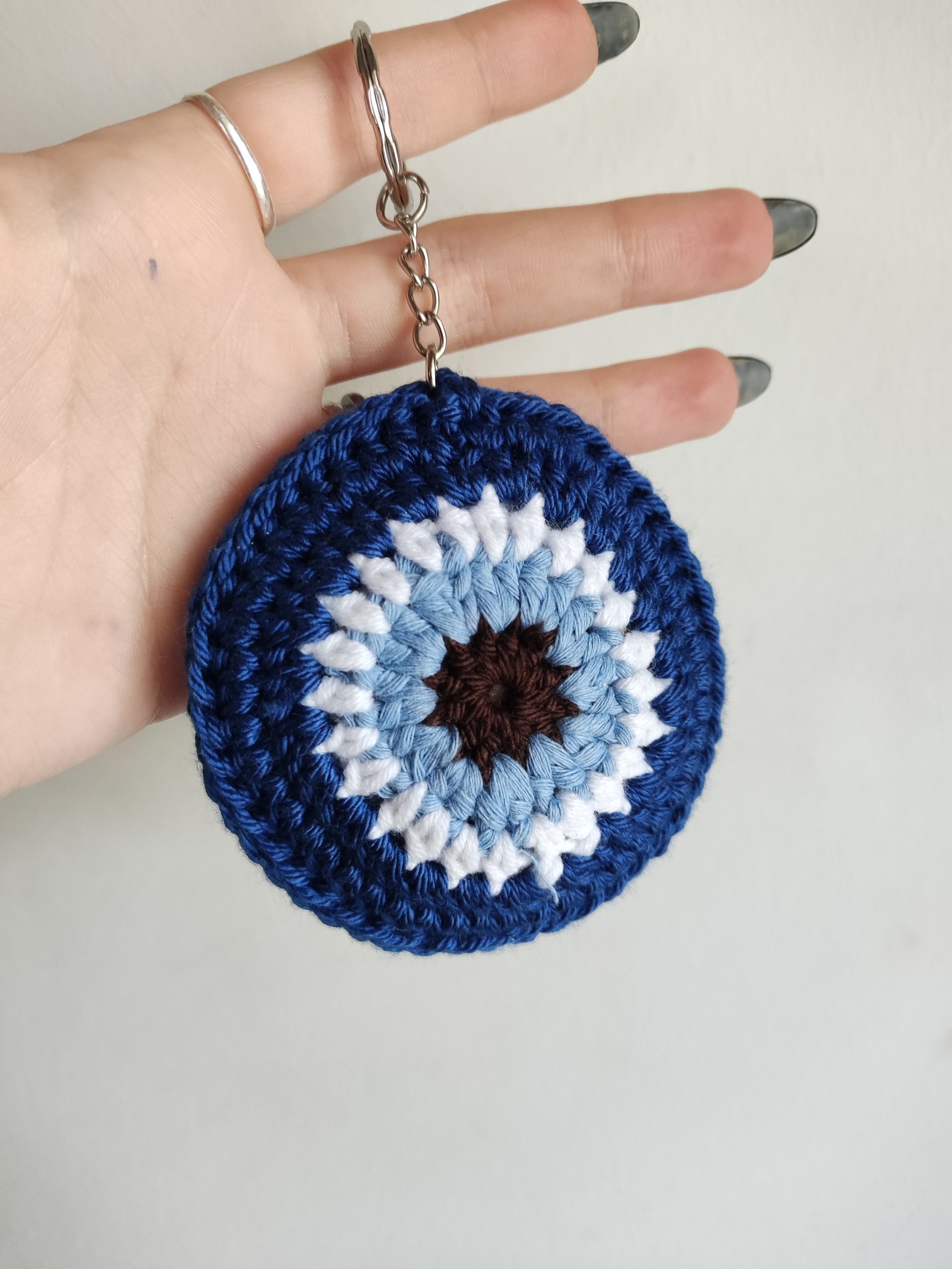 Evil Eye Crochet Keychain Indie Accessories Handmade by Okeanos ...