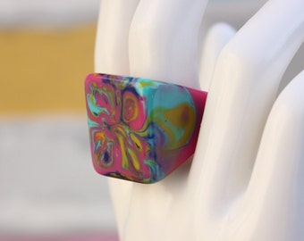 Colourful Chunky Resin Rings // Mix & Match Y2k Rings // - Etsy UK