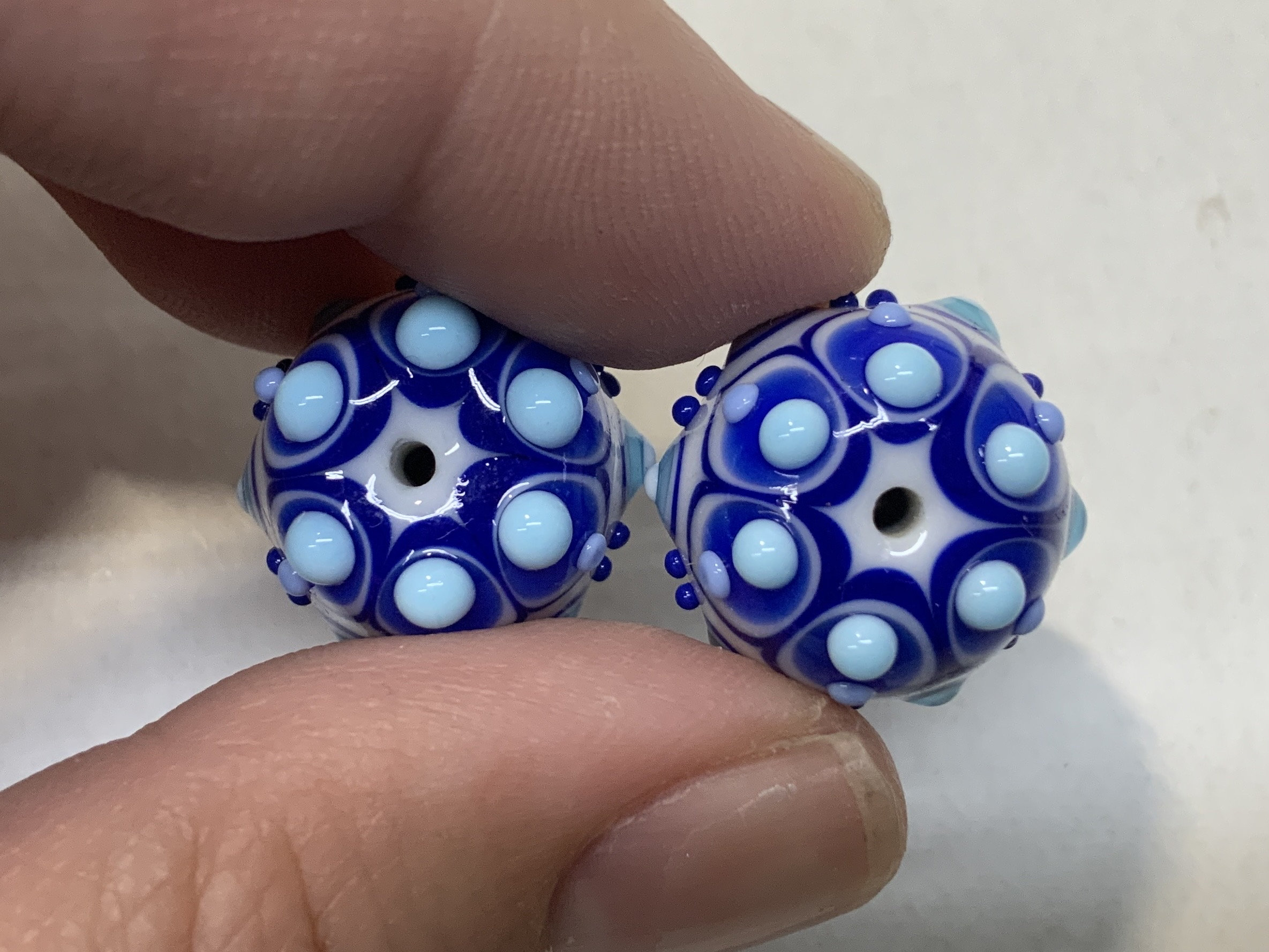 Two Blue and White Lamp Glass Beads - Etsy