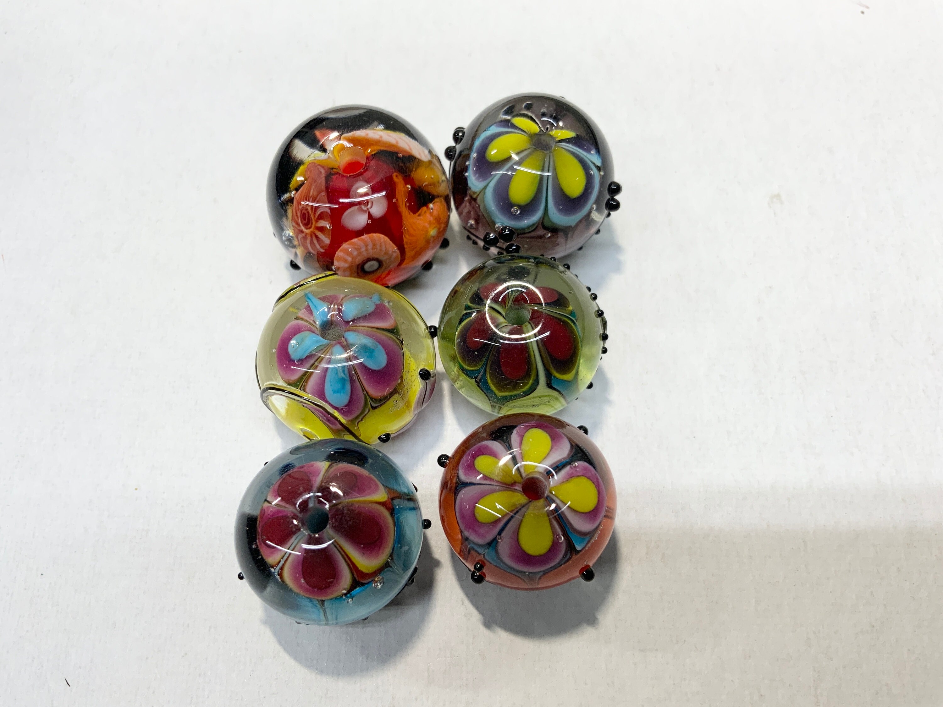 Batch of Rainbow Color Lamp Glass Beads With Black Details - Etsy