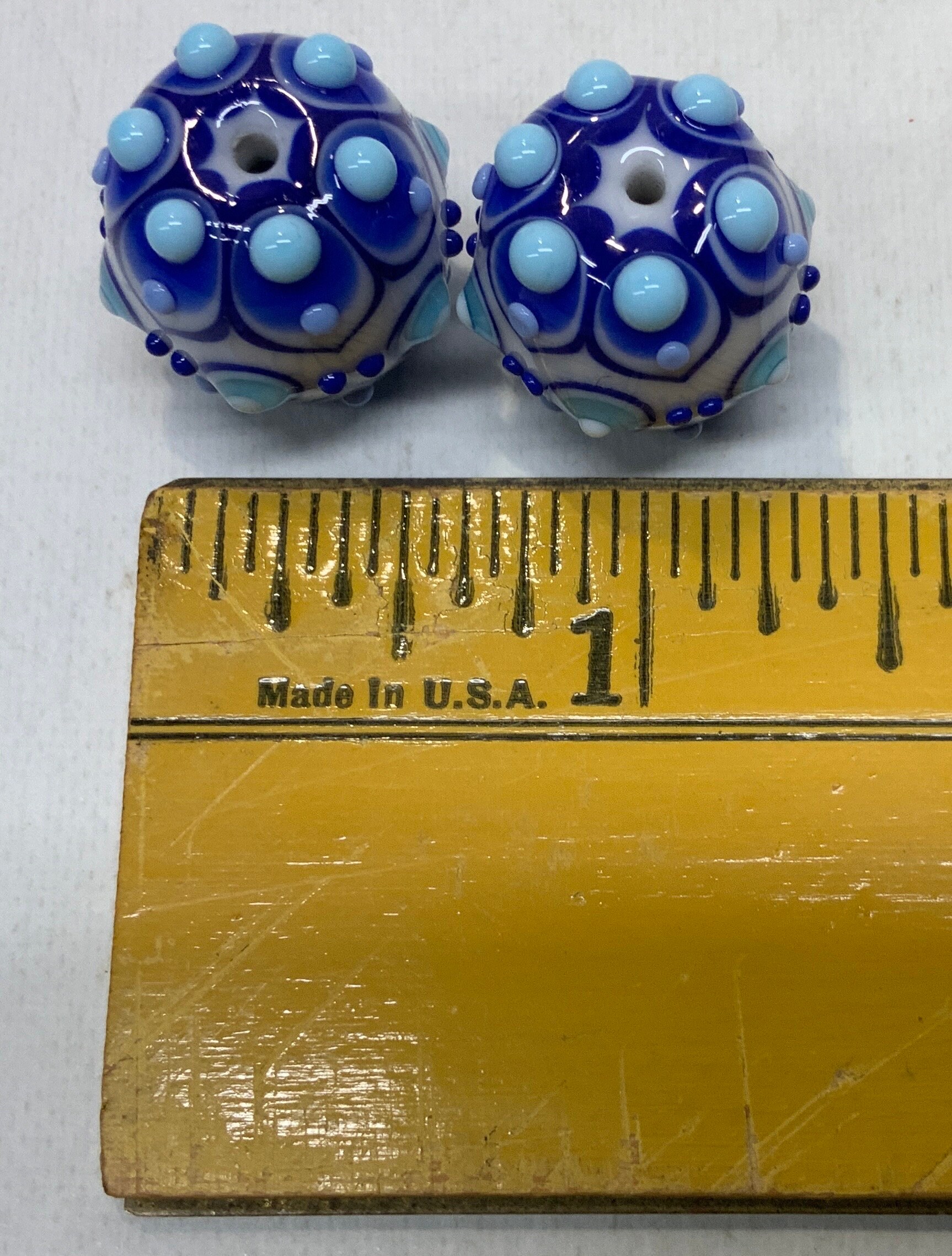 Two Blue and White Lamp Glass Beads - Etsy