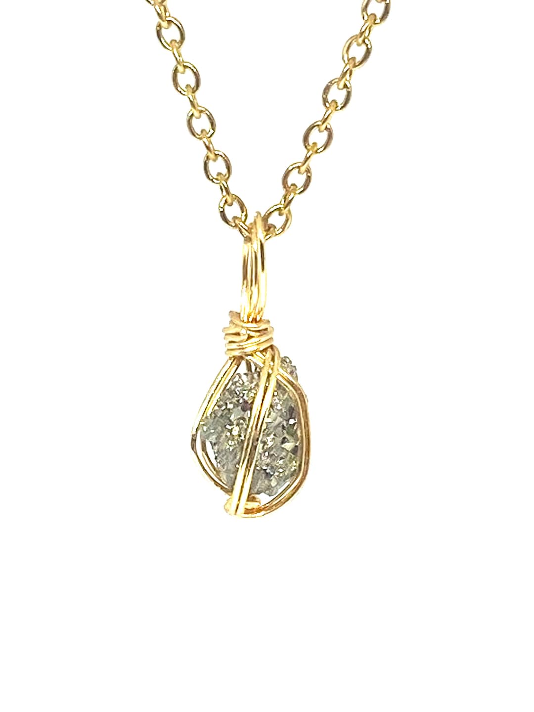 Raw Pyrite Pendant Wrapped in Gold Copper Wire, Gold Crystal, Handmade ...