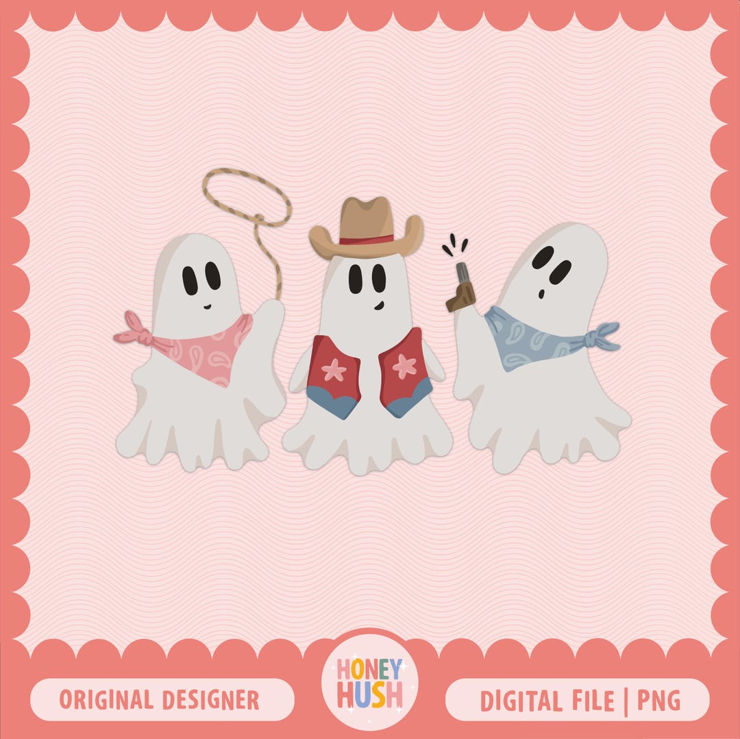 Cowboy Ghosts PNG | Cute Western Halloween File | Friendly Ghosts ...