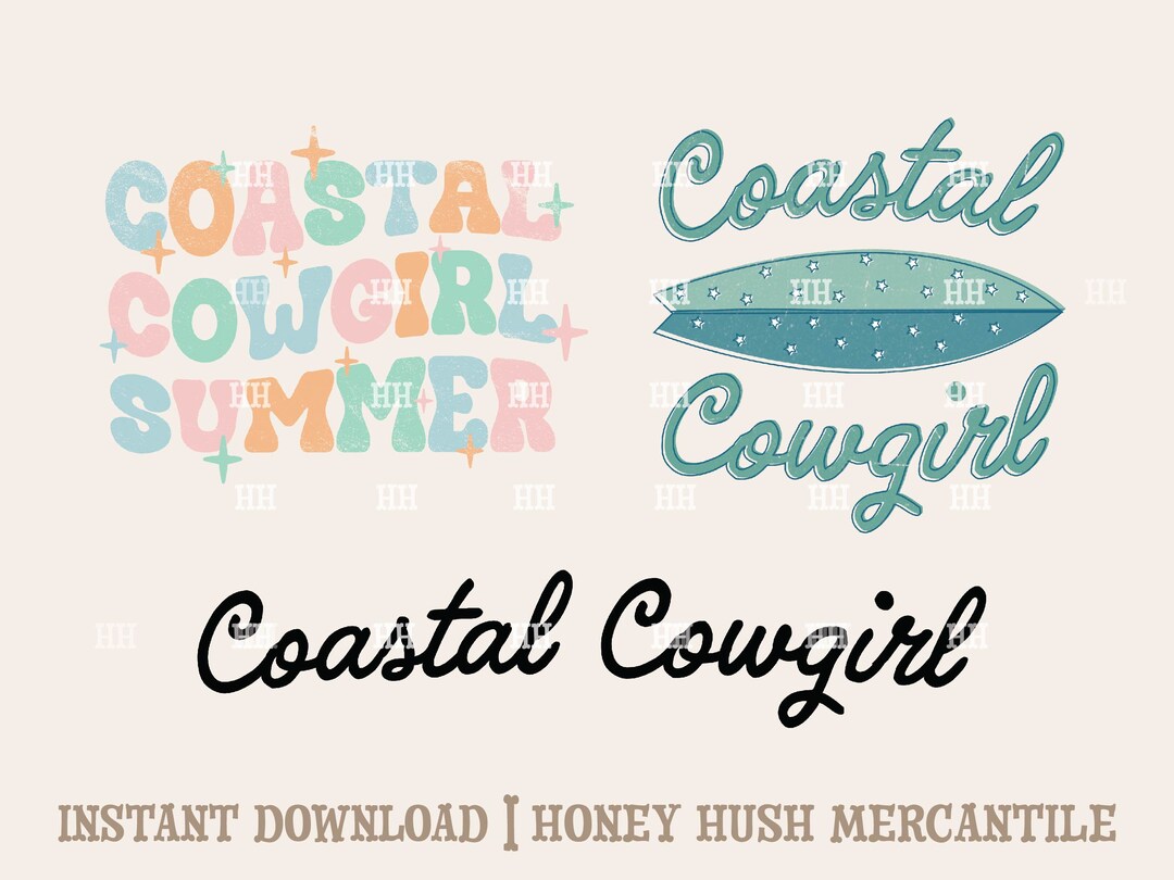 Coastal Cowgirl Bundle PNG SVG | Retro Cowgirl File | Coastal Cowgirl ...