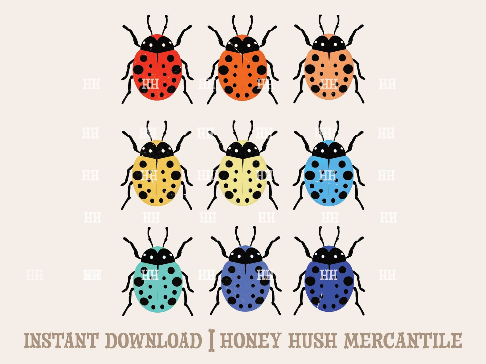 Retro Ladybug Sublimation PNG Cute Lady Bug File 70s Bug PNG Digital ...