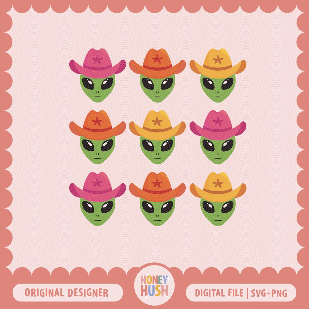 Retro Western Aliens | Space Cowboy SVG PNG | Cute Cowgirl File | Retro ...