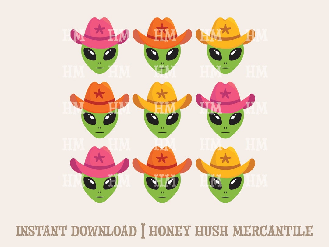 Retro Western Aliens Space Cowboy SVG PNG Cute Cowgirl - Etsy