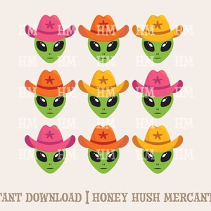 Retro Western Aliens Space Cowboy SVG PNG Cute Cowgirl - Etsy