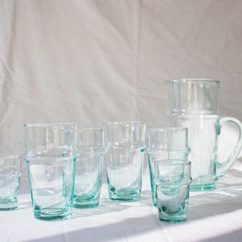 Set of 12 Beldi Glasses 12,5 Cm, Moroccan Drinkware, Recycled Glass ...