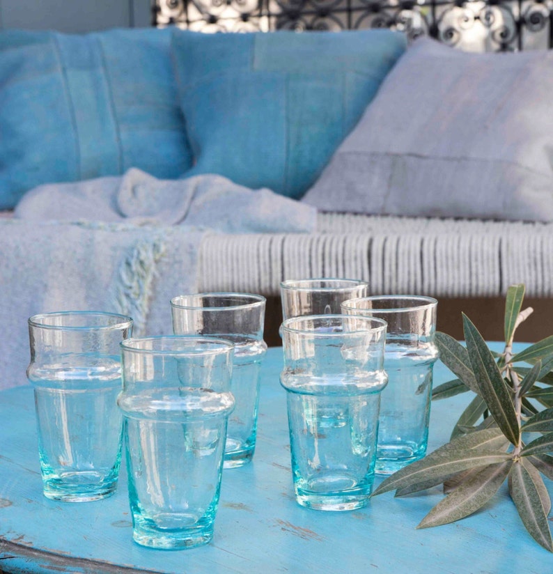 Set of 12 Beldi Glasses 12,5 Cm, Moroccan Drinkware, Recycled Glass ...