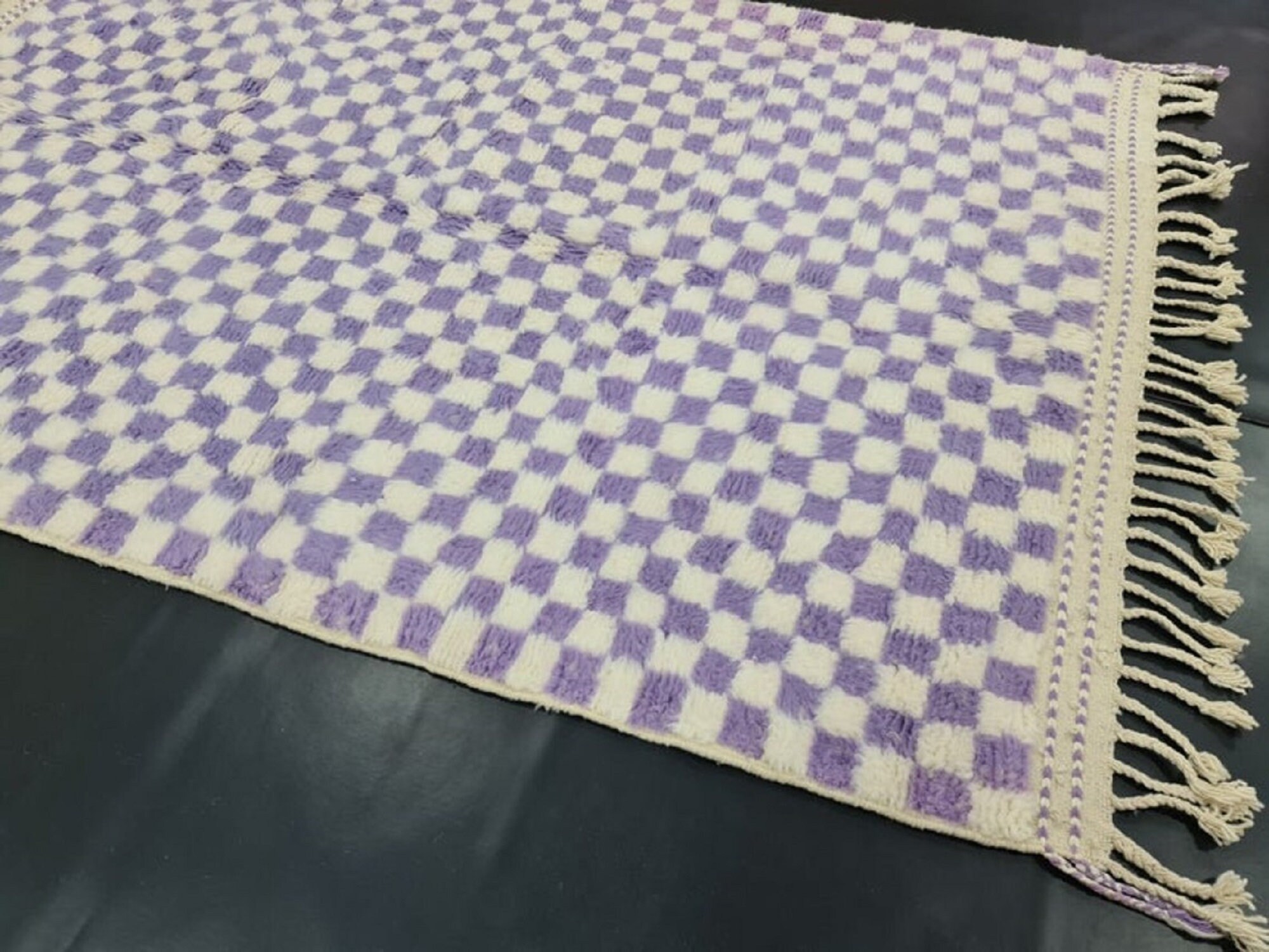 Velvet Checkered Rug, Checkered Area Rug, Handwoven Wool Rug, Tribal ...