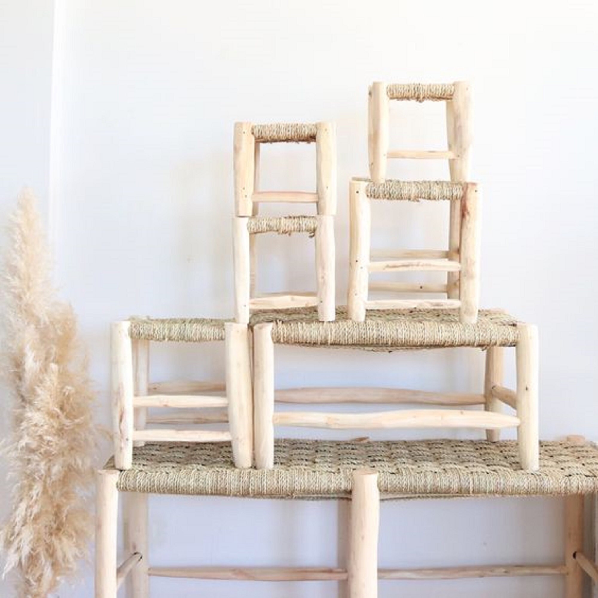 Moroccan Stool With Natural Rope Weave, Palm Leaf Stool - Etsy